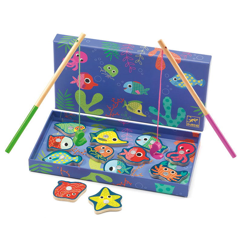 Djeco | 12 piece Magnetic Coloured Fishing | Fishing Toys – Hello Buttercup
