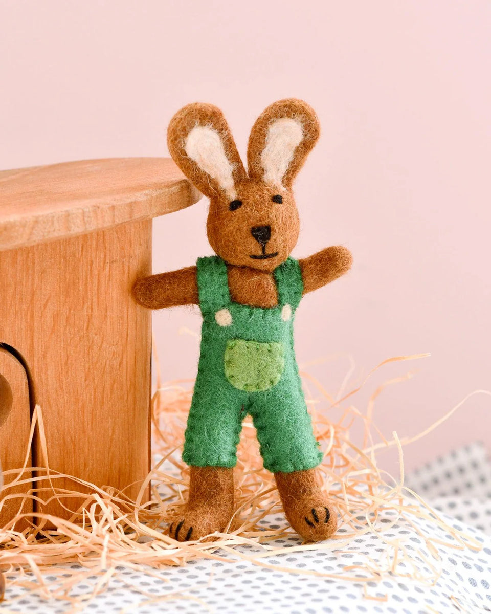 Felt Hare Rabbit in Green Overalls Toy – Hello Buttercup